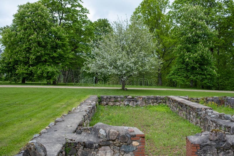Stone Foundation of an Old Ruined House or Building. Stock Photo ...
