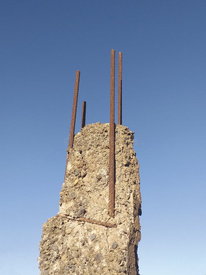Stone Foundation Under Clear Blue Sky. Construction Material and ...