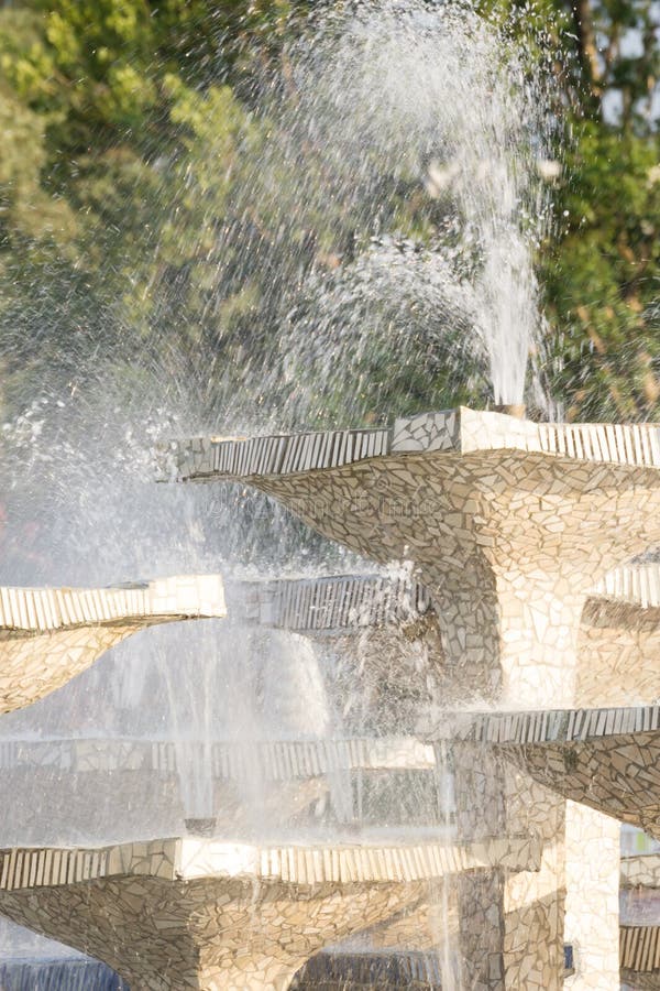 Stone Fountain with Dripping Water Outdoor Stock Image - Image of city ...