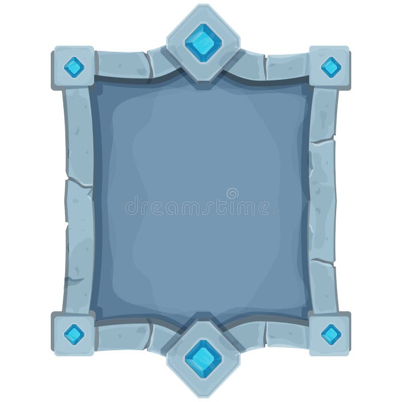 Stone Frame with Border and Gemstones, Shield Shape, Empty Medieval ...