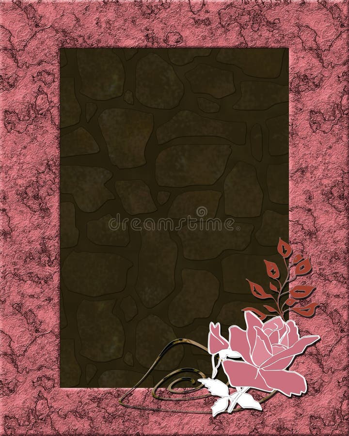 Stone Frame Brown Beige Print Photo Frame with Rose Stock Illustration ...