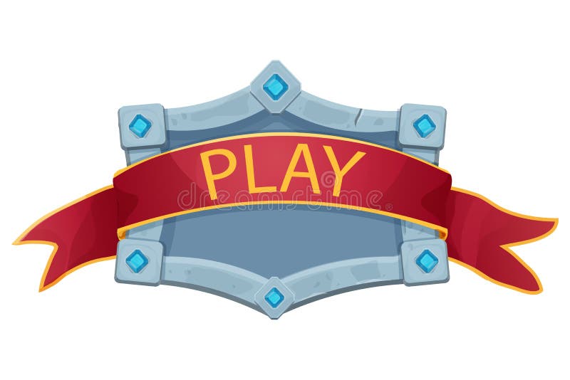 Stone Frame Button Play with Border and Gemstones, Shield Shape, Empty ...