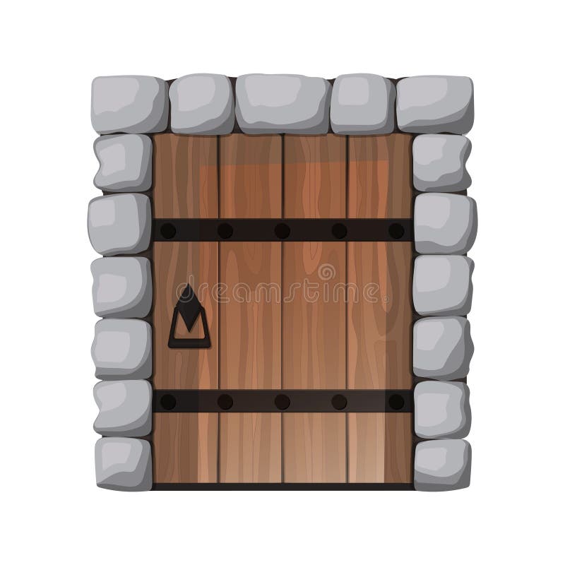 Stone Frame Door. Vector Cartoon Style. Door Isolated on White ...