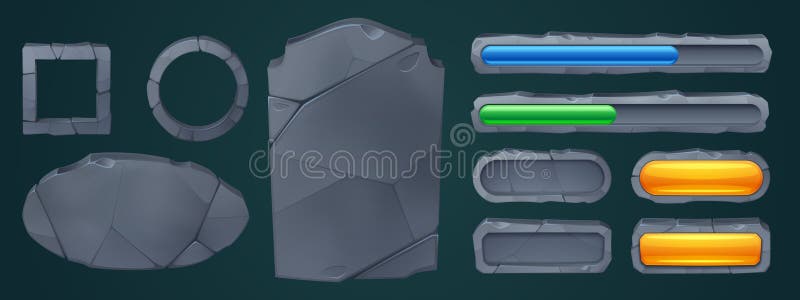 Stone Frame and Rock Board Game Ui Cartoon Vector Stock Vector ...