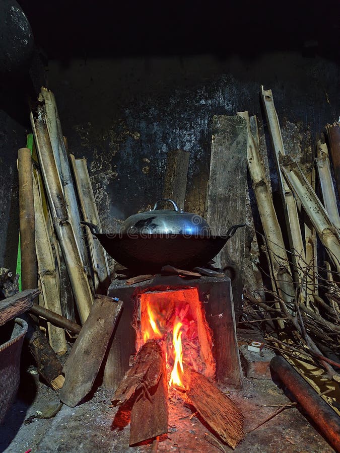 Stone Furnace with Burning Fire Stock Photo - Image of burning, burn ...