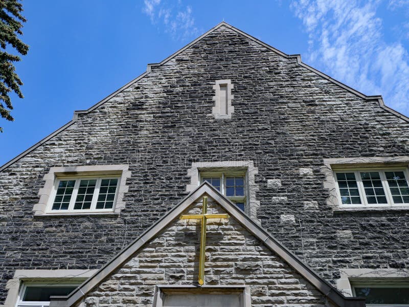 Stone gable of old church stock photo. Image of heaven - 220876332