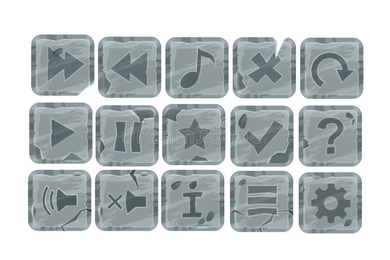 Cartoon Vector Stone Sign Board, Game Rock UI Design Element, Granite ...