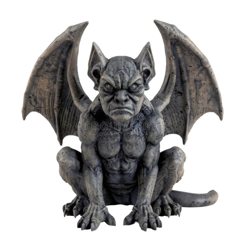 Stone Gargoyle Sculpture with Wings and Ferocious Expression Stock ...