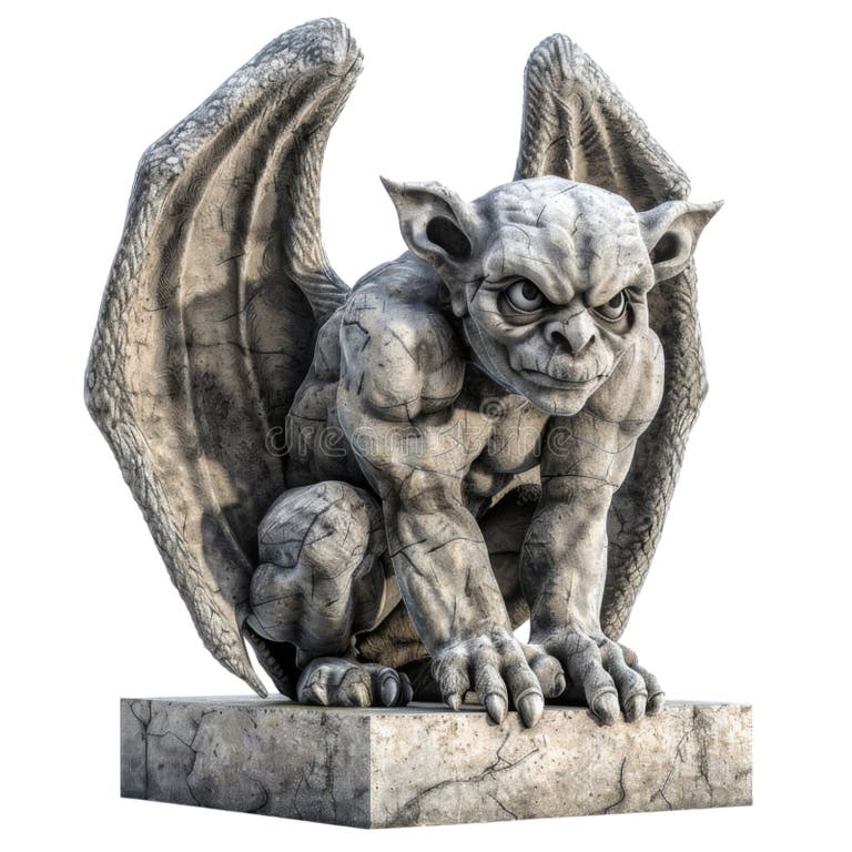 Stone Gargoyle Sculpture with Wings, Sitting on a Base Stock Photo ...