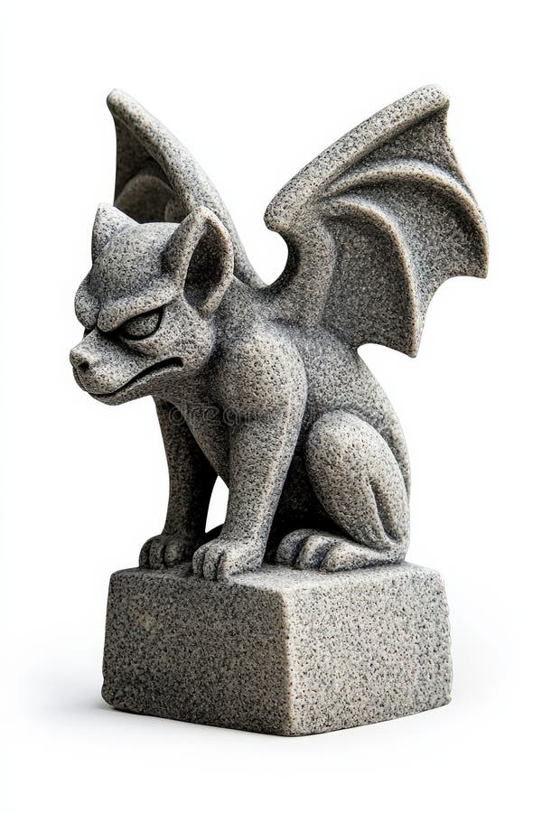 Stone Gargoyle Statue with Wings Showcasing Intricate Details White ...
