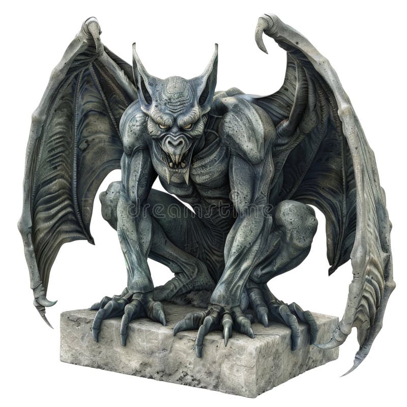 Stone Gargoyle with Wings in a Crouching Position Stock Photo ...