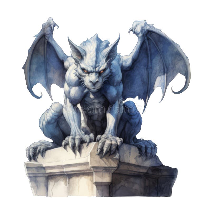 A Stone Gargoyle with Wings Perched on a Stone Plinth Stock ...