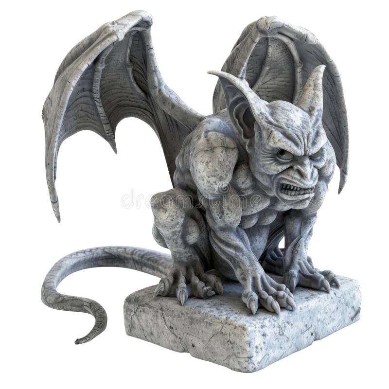 Stone Gargoyle with Wings and Tail, Sitting on a Base Stock Image ...