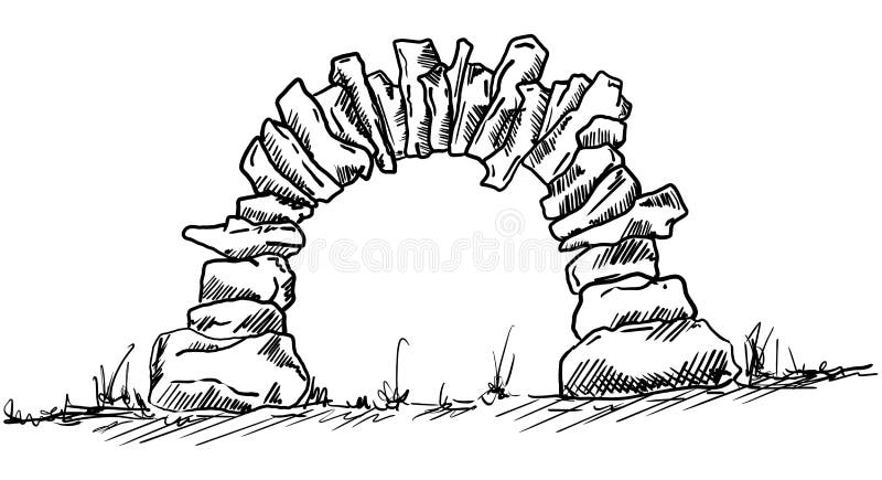 Stone gate draw stock vector. Illustration of entry - 114283779