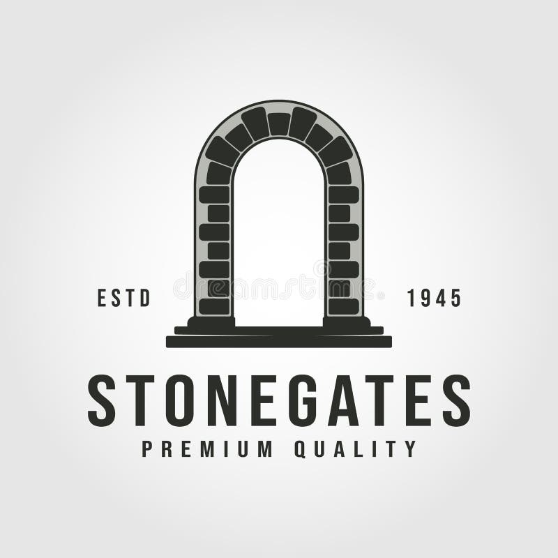 Stone Gate Logo Design Vector Template. Retro Gate Symbol Stock Vector ...