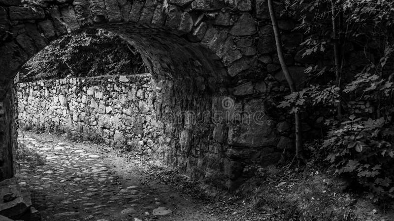 Stone Gate of the Medieval Bridge Stock Image - Image of zamek, castle ...