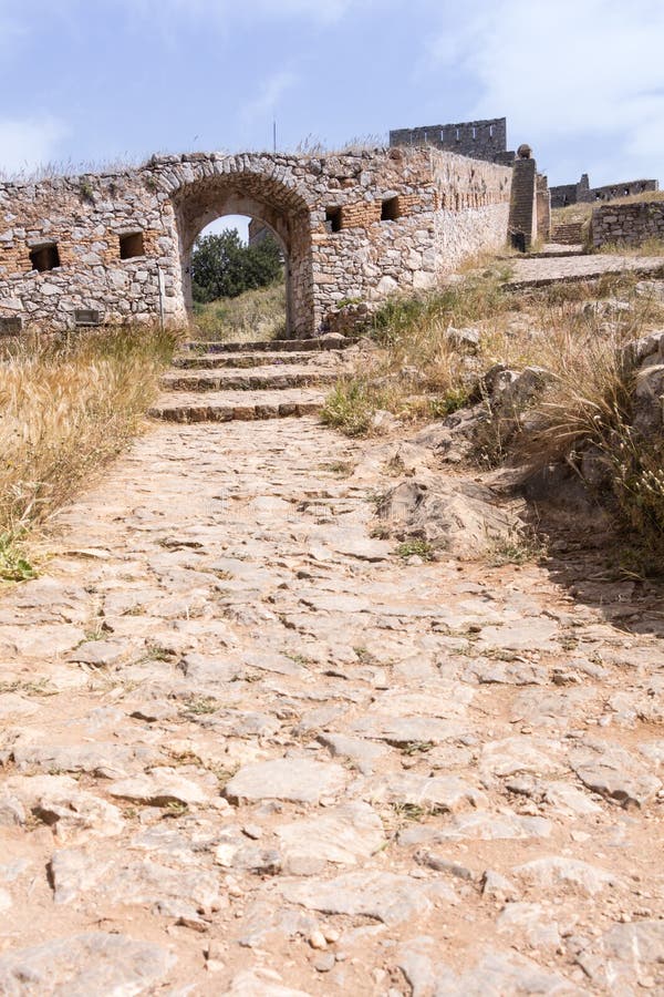Stone Gate and Road, Palamidi Medieval Fortress Nafplio, Greece Stock ...