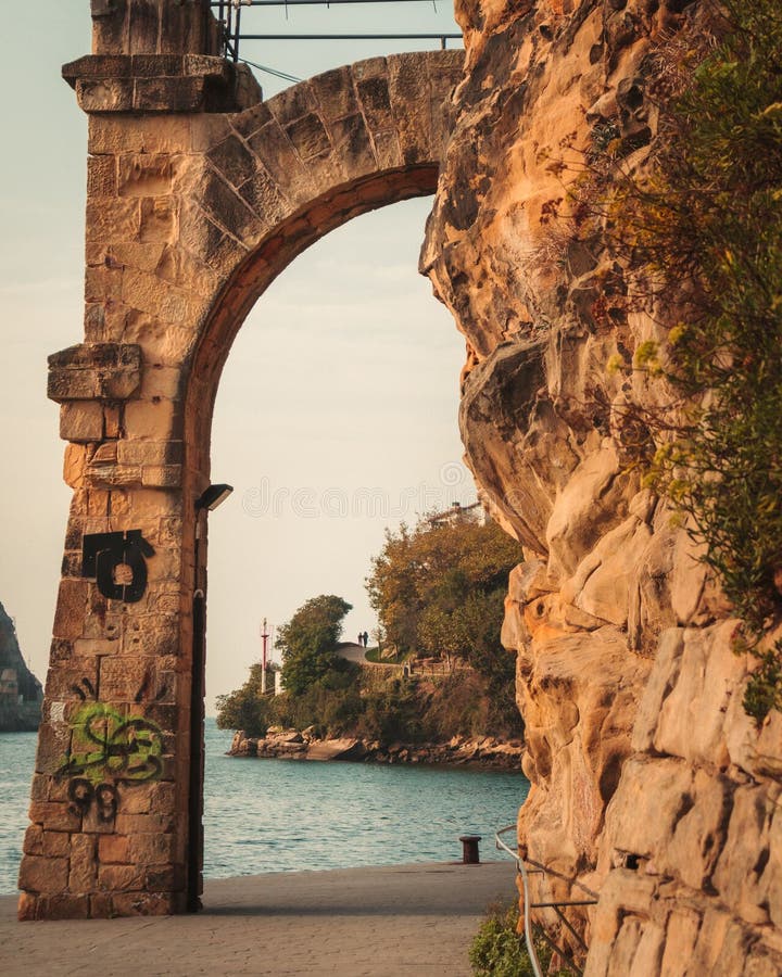Stone Gate Structure by Seaside Stock Photo - Image of architecture ...
