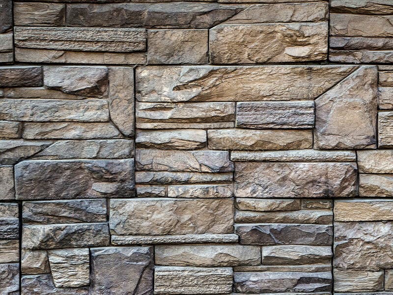 Stone Geometric Background. Facade Cladding with Natural Stone. Rough ...
