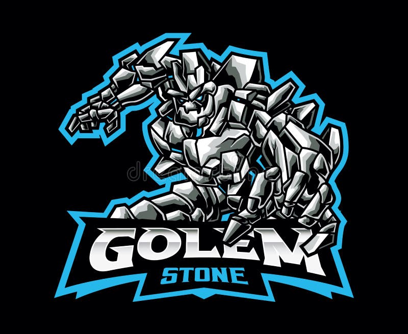Stone Golem Mascot Logo Design Stock Vector - Illustration of magical ...