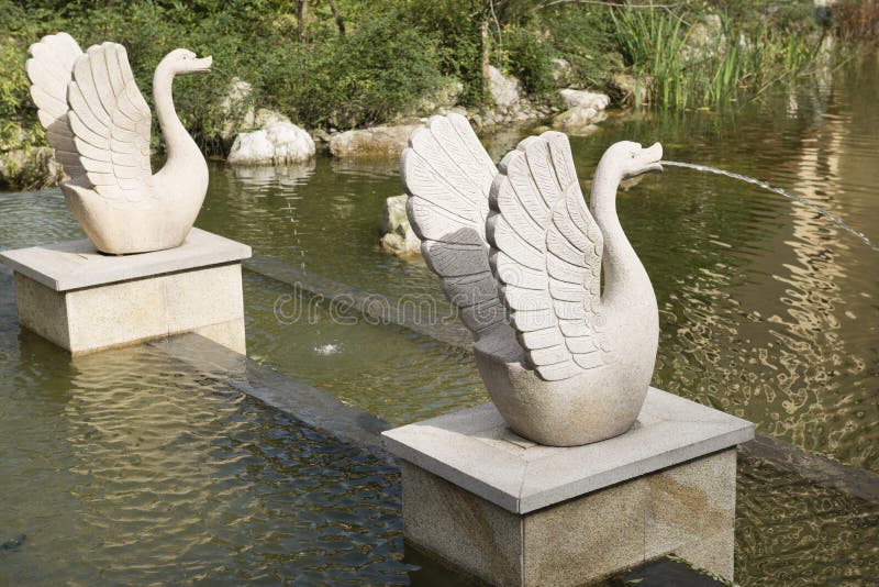 Stone Goose Statue Spray Water Stock Photos - Free & Royalty-Free Stock ...