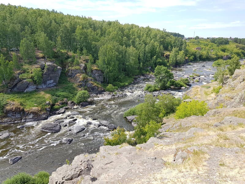 Mountain River Flowing in the Valley between the Rocks Stock Photo ...