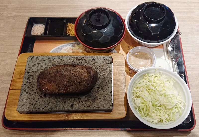 Stone Grill Beef Set Dinner Stock Image - Image of stone, fume: 232706097
