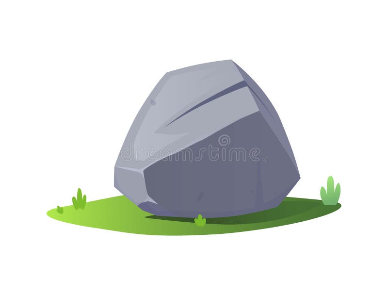 Stone on Ground, Cartoon Vector Illustration for Game Design on White ...