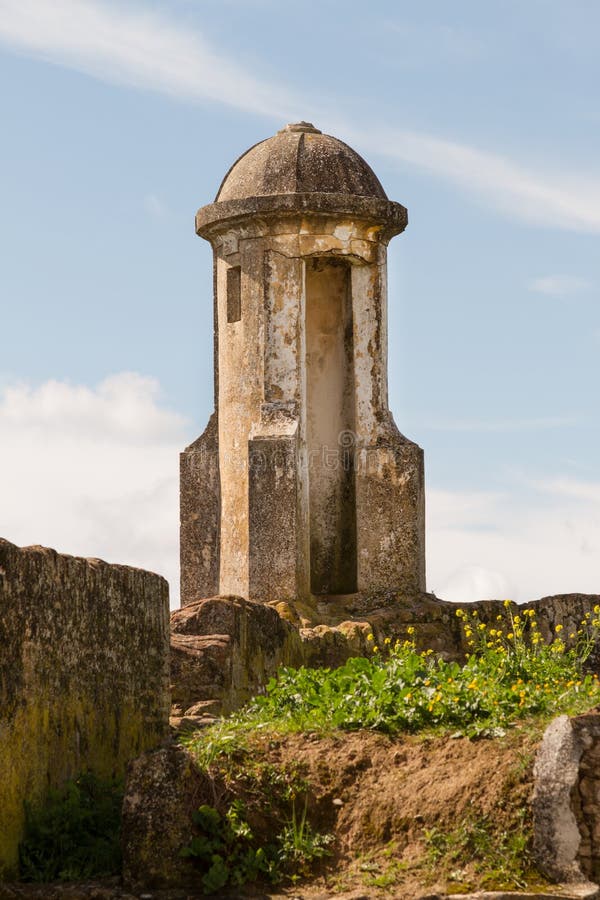 A Stone Guard Tower Overlooking a Blue Sea Stock Photo - Image of ...