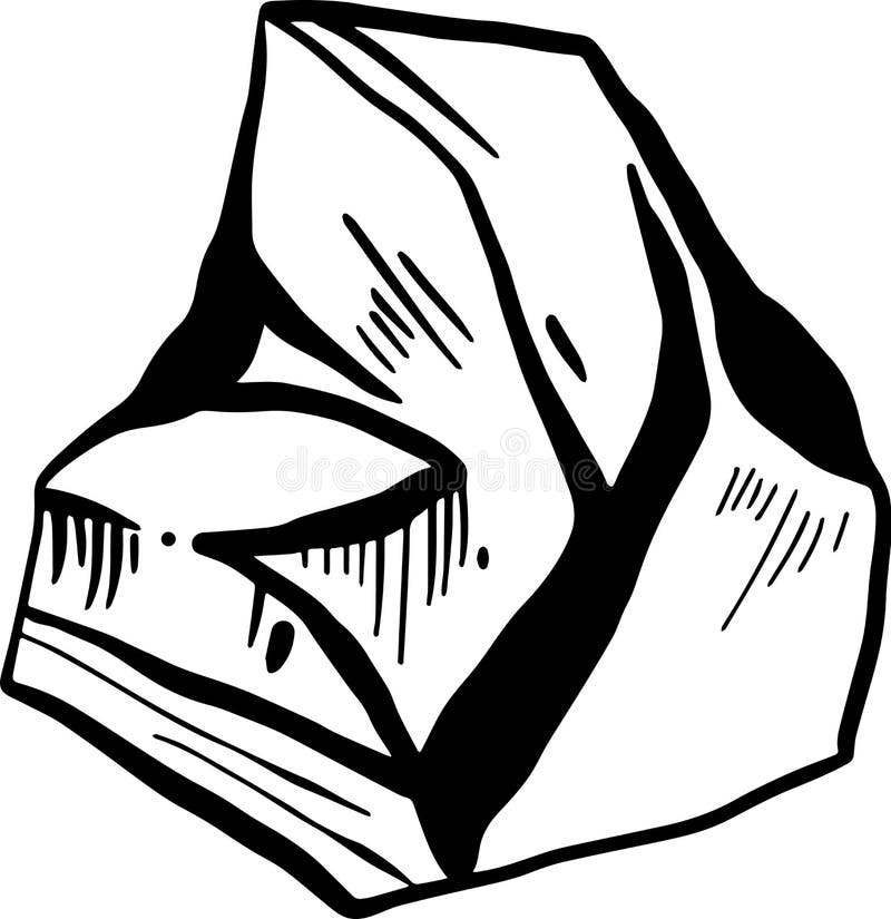 Stone, Hand Draw Line Vector Illustration Stock Vector - Illustration ...