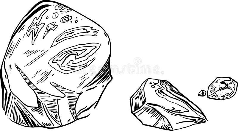 Stone, Hand Draw Line Vector Illustration Stock Vector - Illustration ...
