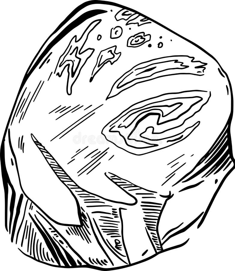 Stone, Hand Draw Line Vector Illustration Stock Vector - Illustration ...