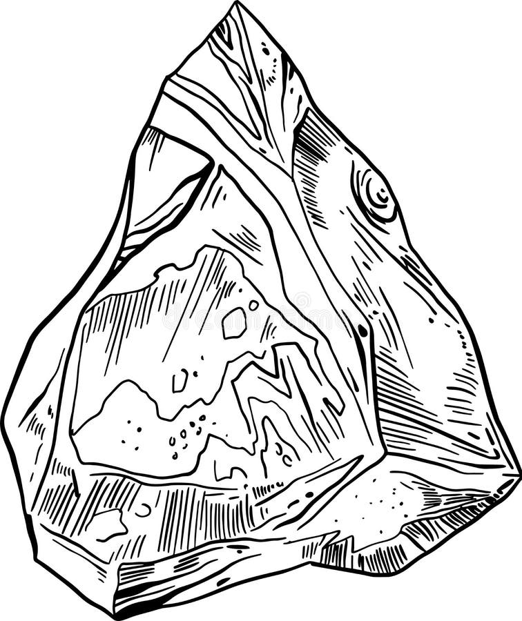 Stone, Hand Draw Line Vector Illustration Stock Vector - Illustration ...