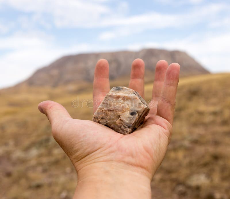 Stone in hand on nature stock photo. Image of stones - 111935264
