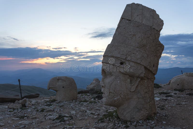 Stone Head Statues at Nemrut Mountain in Turkey Stock Photo - Image of ...
