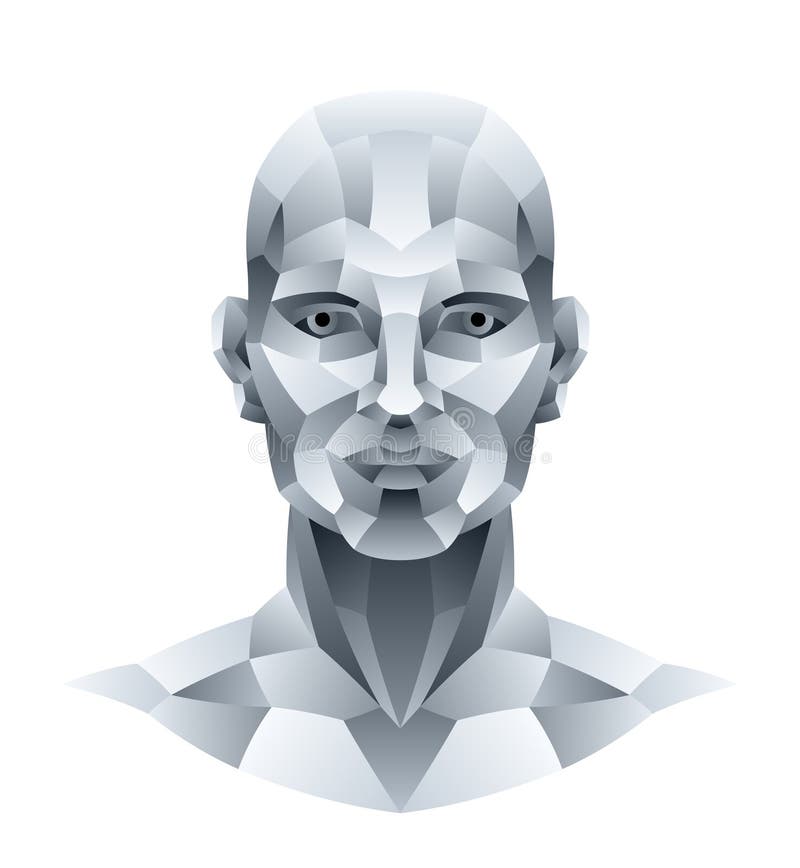 Female Woman Android Robot Head and Face Isolated Stock Illustration ...