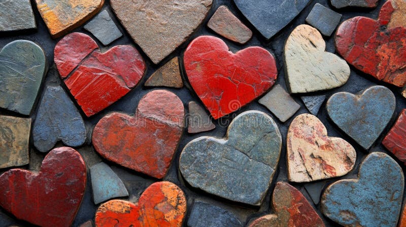 Stone Heart Mosaic Artwork stock illustration. Illustration of hearts - 343962302
