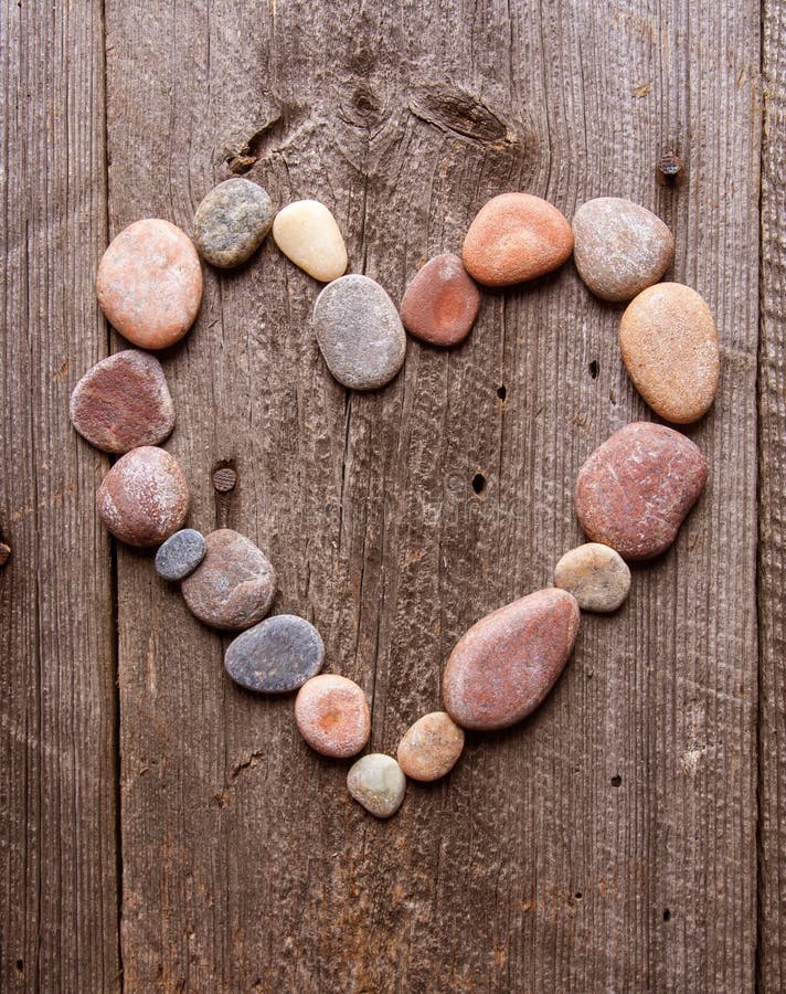Stone Heart on Wooden Table Stock Photo - Image of heart, rural: 51374816