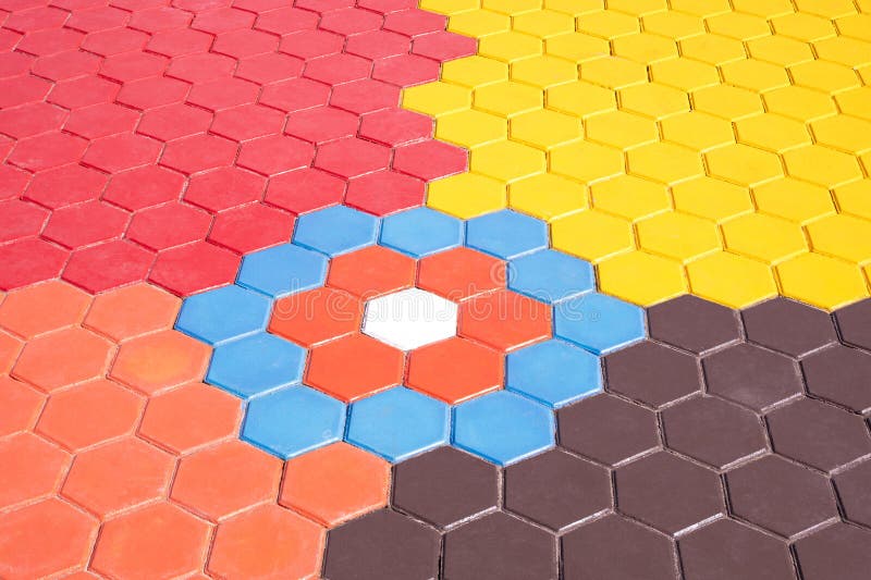 Stone Hexagon Brick Blocks Pavement Floor Background with Colorful ...