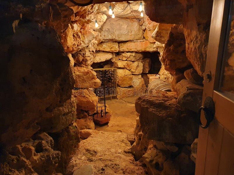 Stone House Inside with a Light Fountain Stock Photo - Image of drawing ...