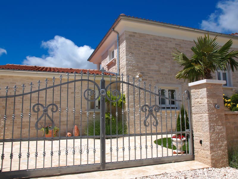Modern house gate isolated stock photo. Image of elegant - 7750574