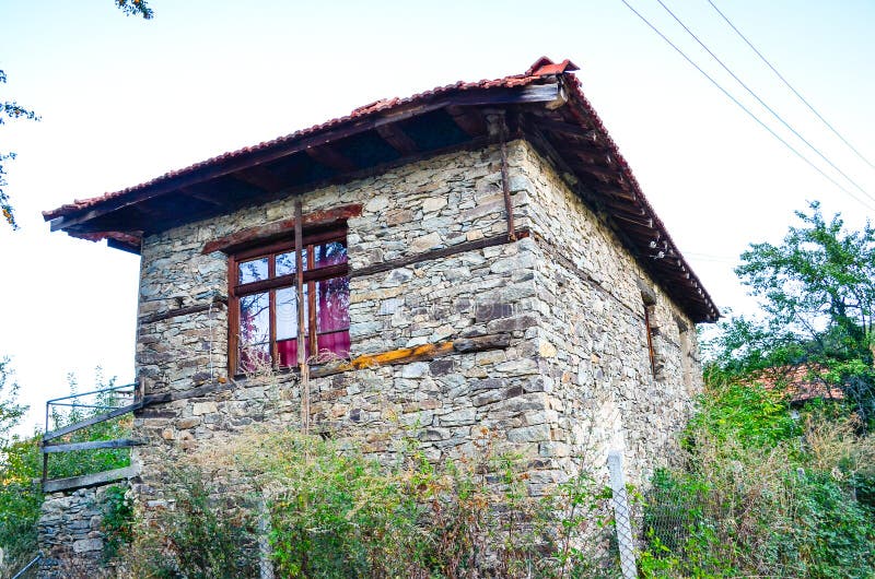 Summer Stone House in San Zeno Di Montagna, Italy Stock Image - Image ...