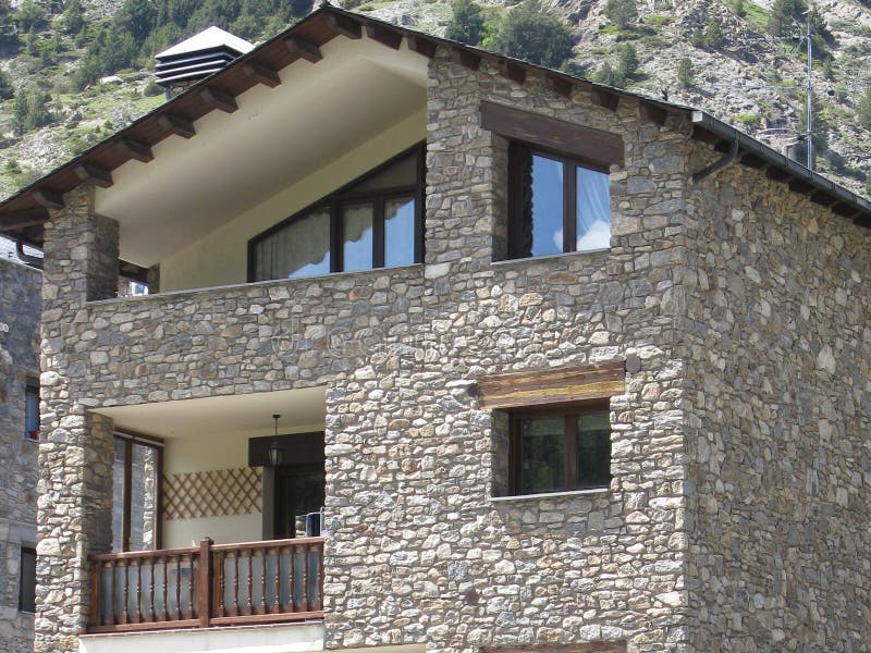 Stone house in the Pyenees stock image. Image of balcony - 5675237