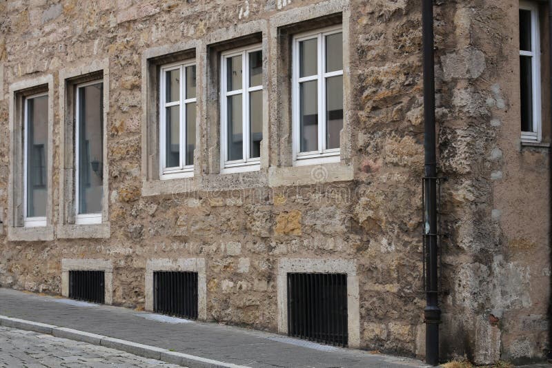 Stone house with windows stock photo. Image of french - 123585068