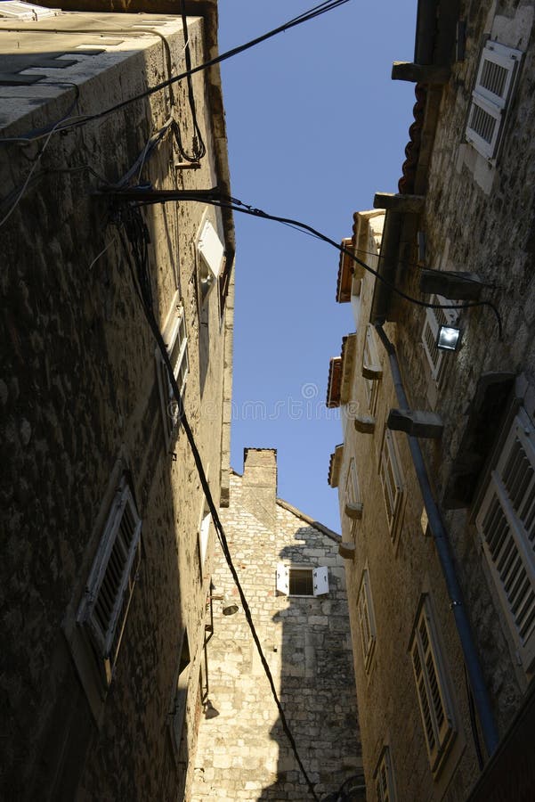 Stone Houses in the Street of Old Town, Architecture of the Old Town in ...
