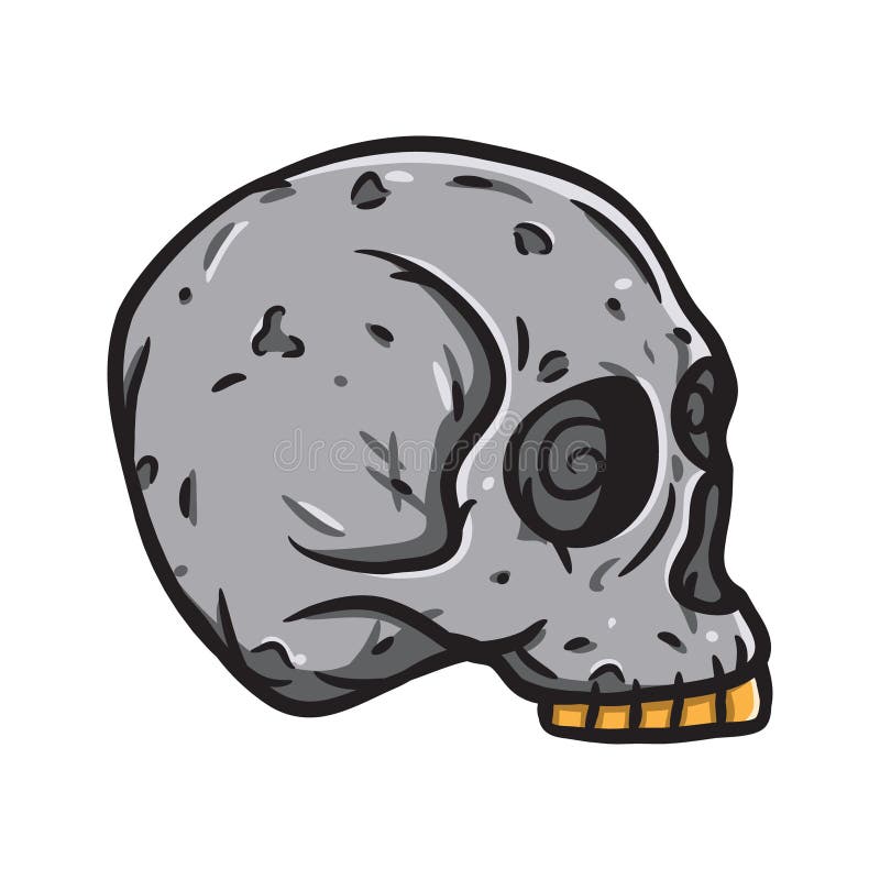 Stone Human Skull. Vector Illustration Isolated on White Background ...