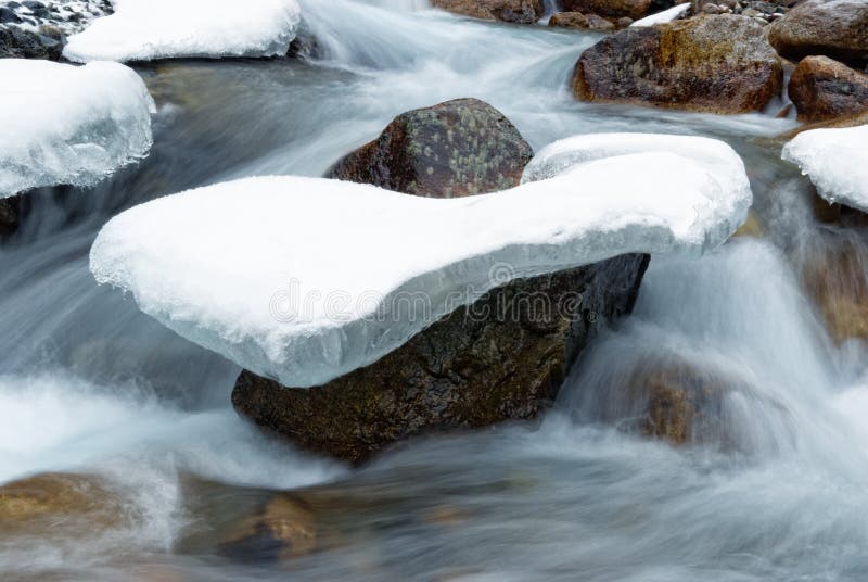Stone in the Ice and Stream Stock Photo - Image of silence, flow: 10480058