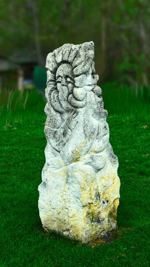 Stone idol in the forest stock photo. Image of archaeological - 120249514