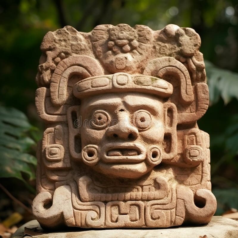 Stone Idol, Mythical Sculpture of Maya Religion, Stock Illustration ...