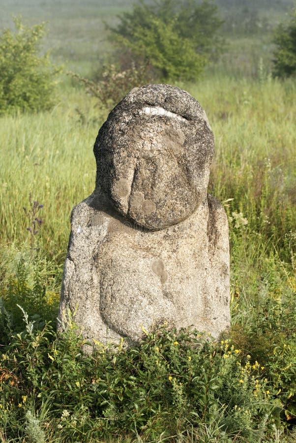 Stone idol in the steppe stock image. Image of burial - 26198049